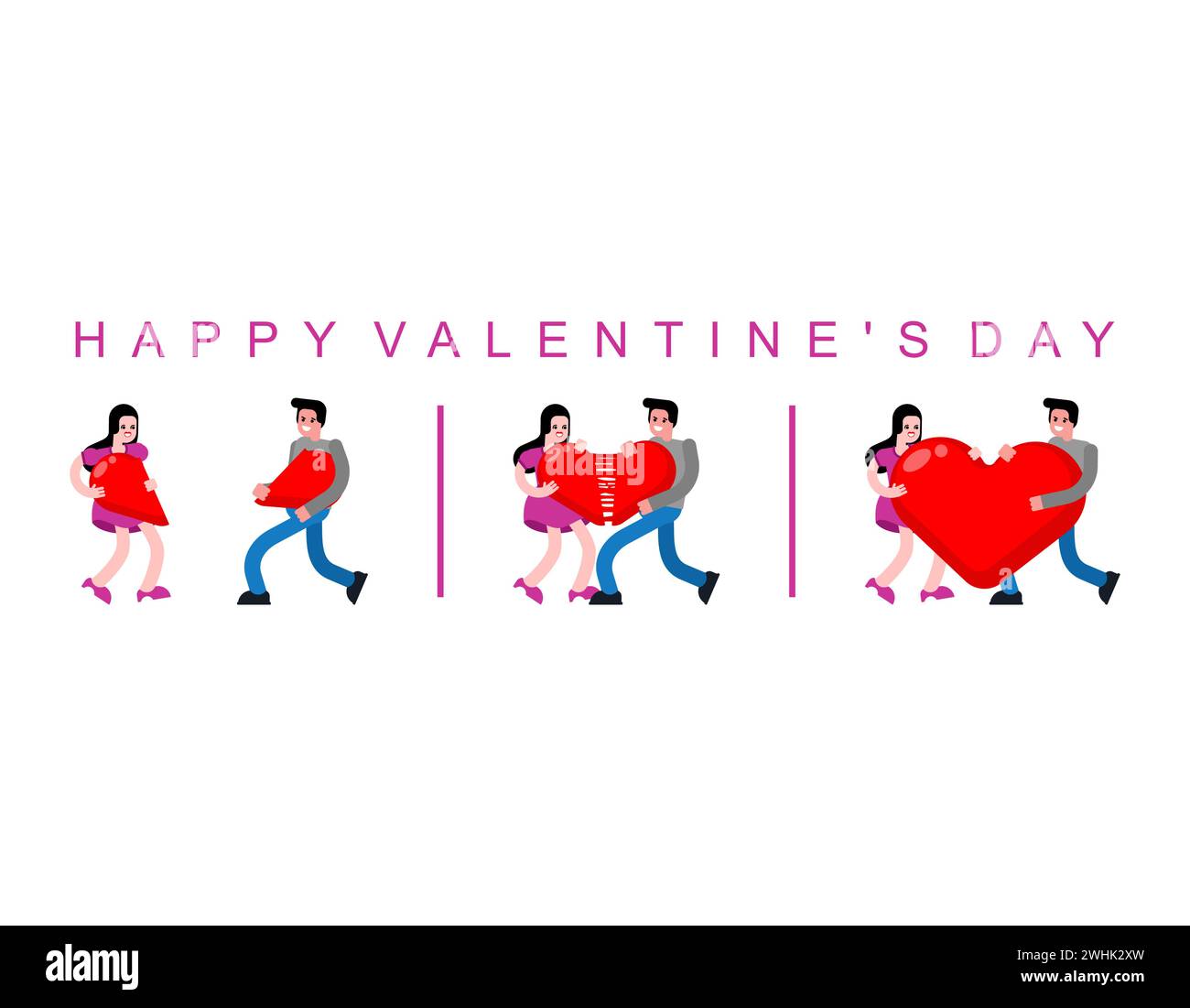 Valentine's Day love story. Comic about love. Lovers and hearts Stock ...