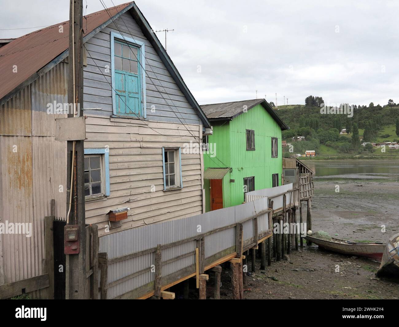 typical architecture in house on Castro city, Chiloe Island, Chile ...