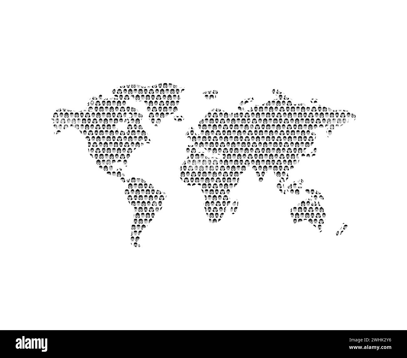 World map and people. Avatars on planet earth. Concept of world ...