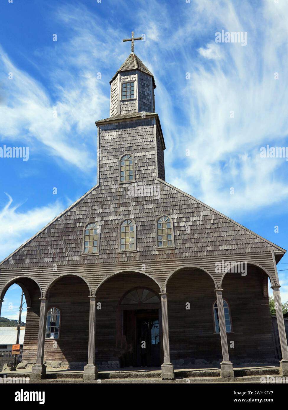 church in Castro city, Chiloe Island, Chile, South America Stock Photo ...