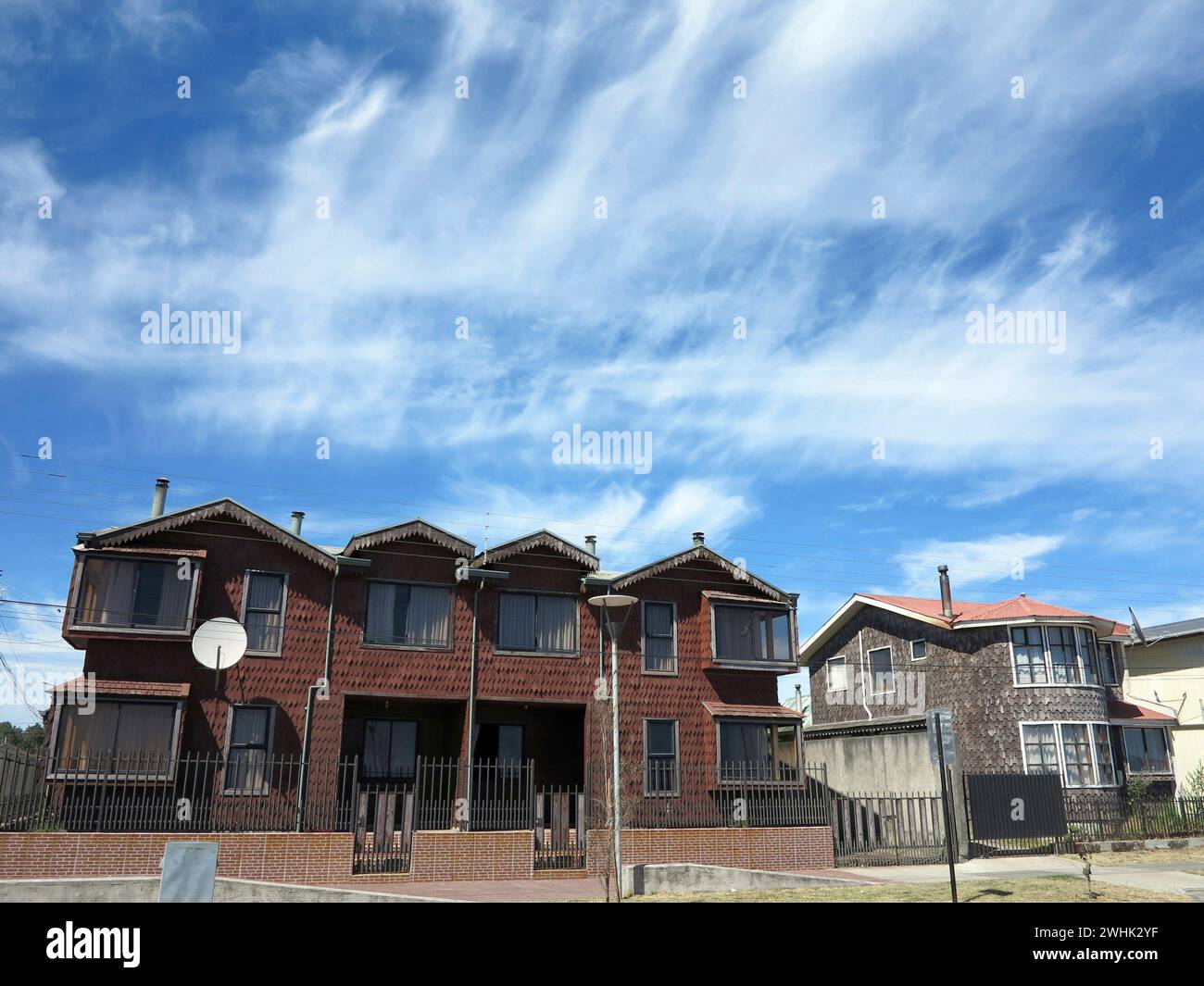 typical architecture in house on Castro city, Chiloe Island, Chile ...