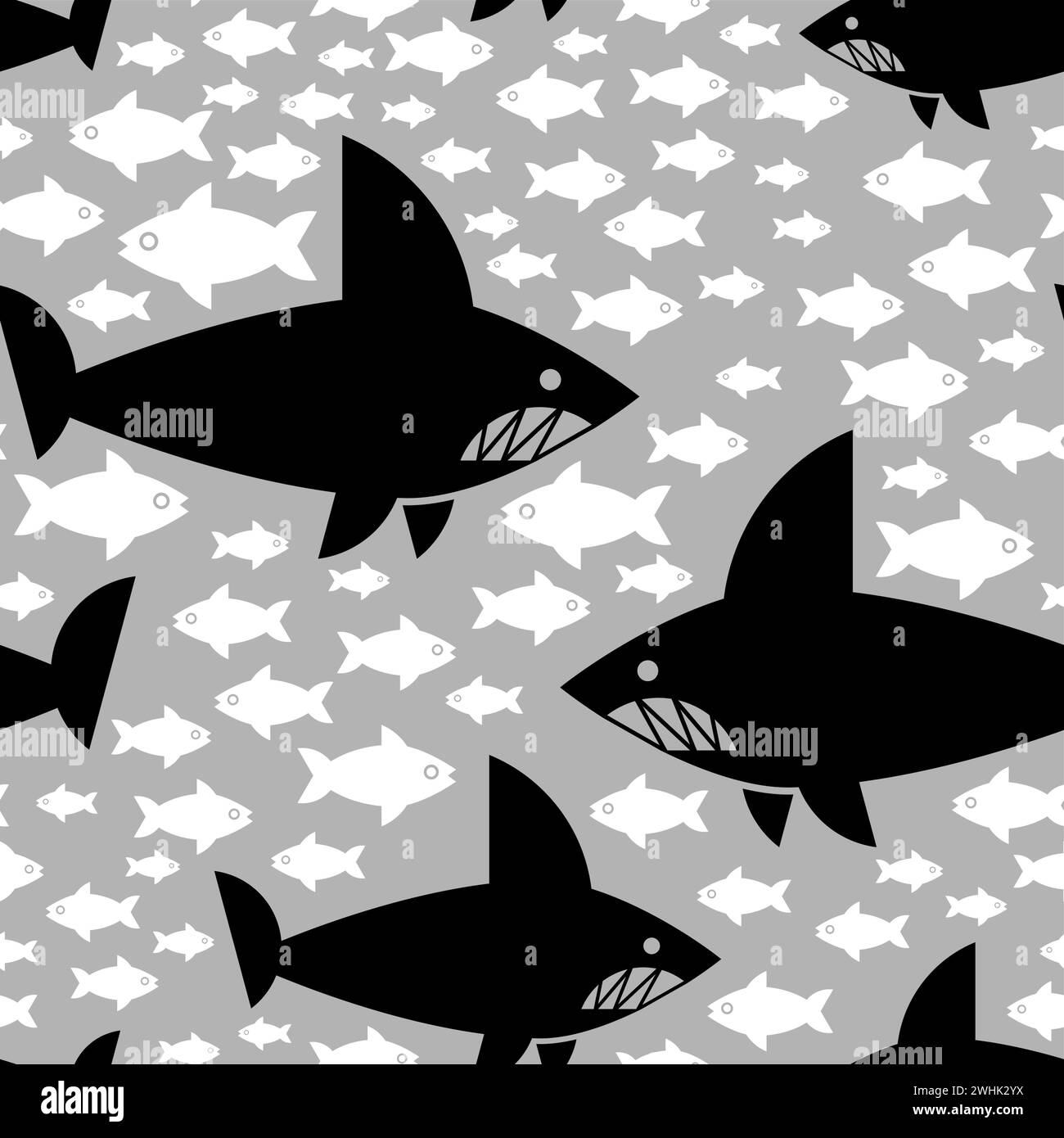 Shark and fish pattern seamless. Undersea world background. Baby fabric ...