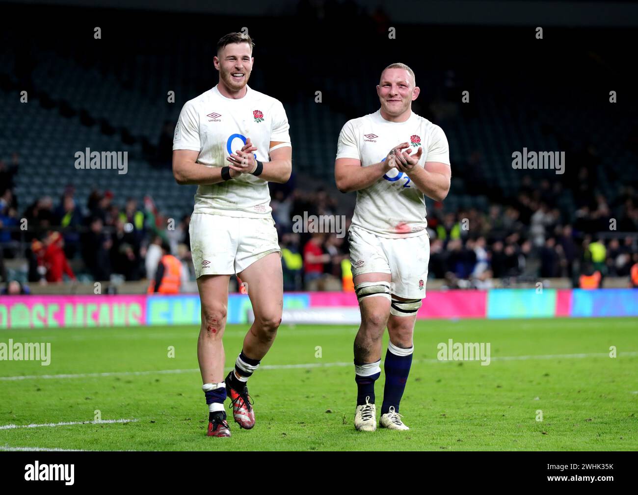 London, England. 10th February, 2024. England's Freddie Steward and Sam ...