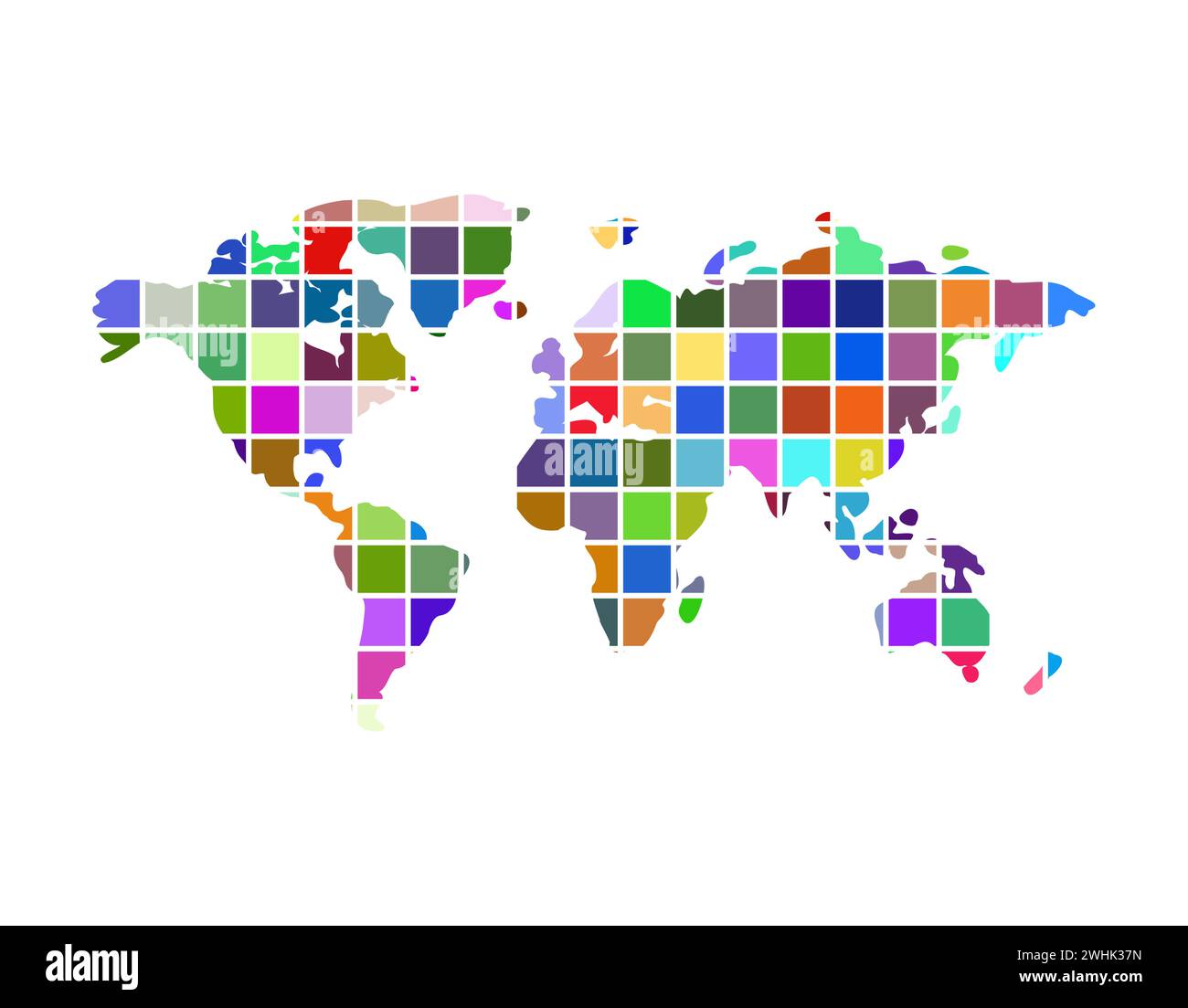 Segmented world map. Parts щт planet earth. Concept of world ...