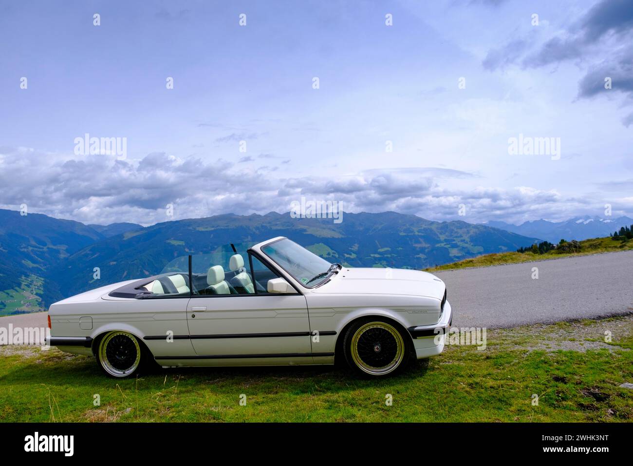Cabriolet, car, classic car on the Zillertaler Hoehenstrasse, Zillertal ...
