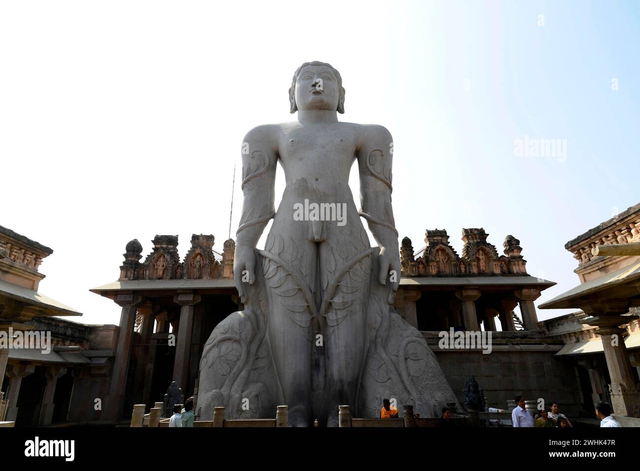 Gomateshwara statue, Jaina ascetic, Jain temple on Vindyagiri Hill ...