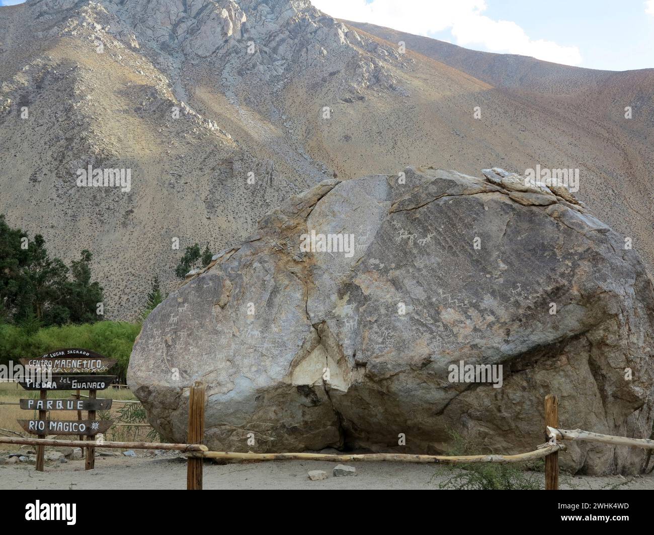 rock of Guanaco or piedra del Guanaco in Elqui valley, Chile Stock ...
