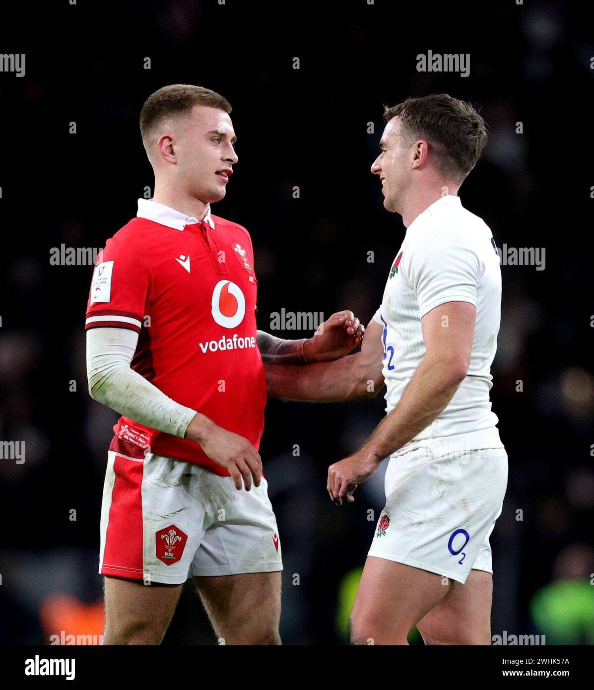 London, England. 10th February, 2024. Wales' Cameron Winnett and ...