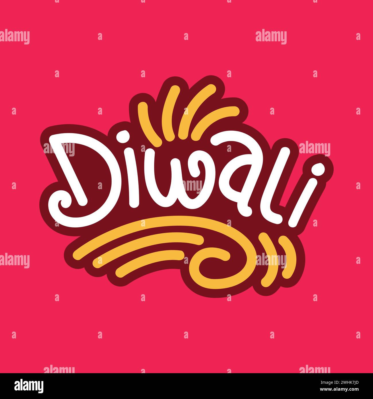Hand drawn lettering vector typography of Happy Diwali. Beautiful ...