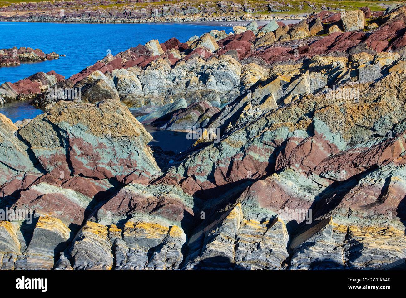 Varanger National Park, Norway, Varanger Peninsula, colourful rocks ...