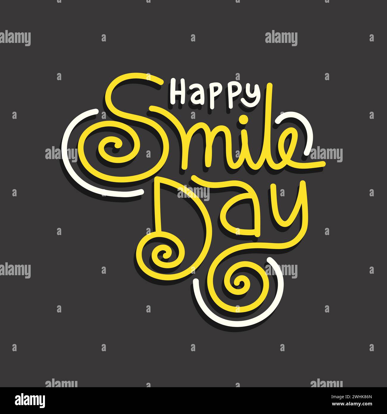 Free hand drawn lettering of happy smile day. Vector typography illustration for celebrating ...
