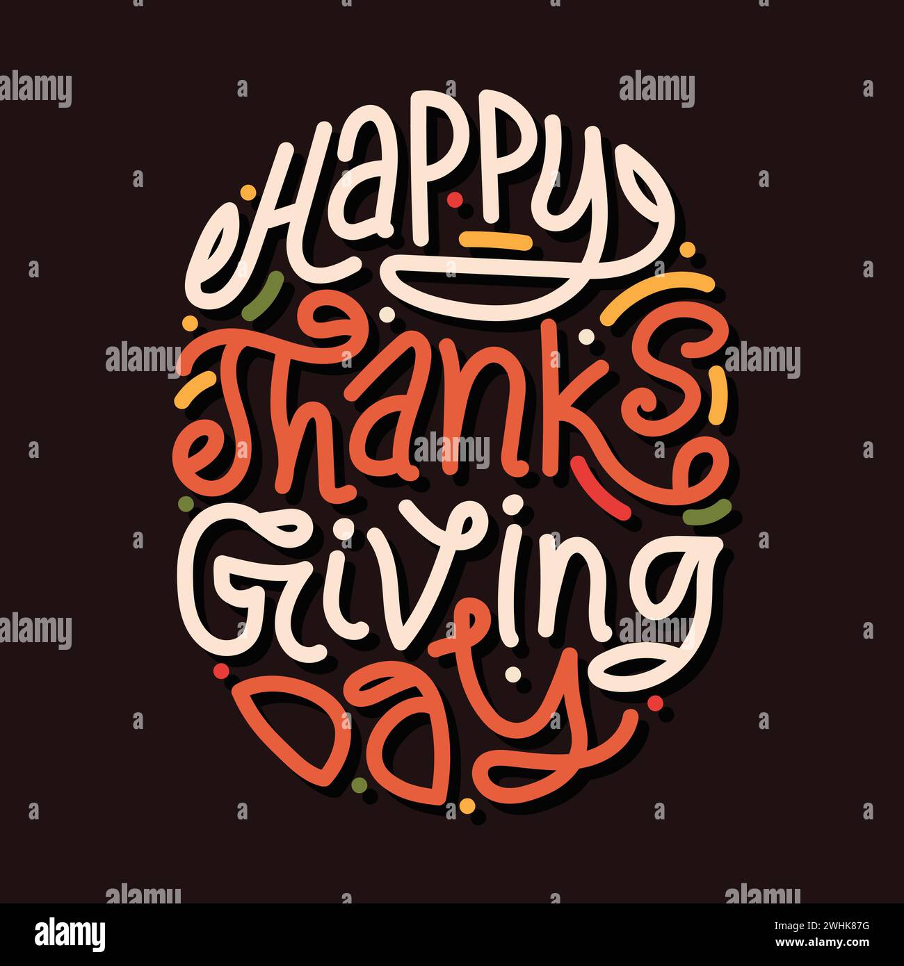 Happy thanks giving day hand drawn typography. Thanks giving vector ...
