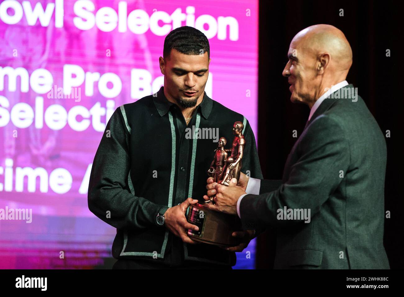 February 10, 2024: (L-R) Pittsburgh Steelers Minkah Fitzpatrick accepts ...