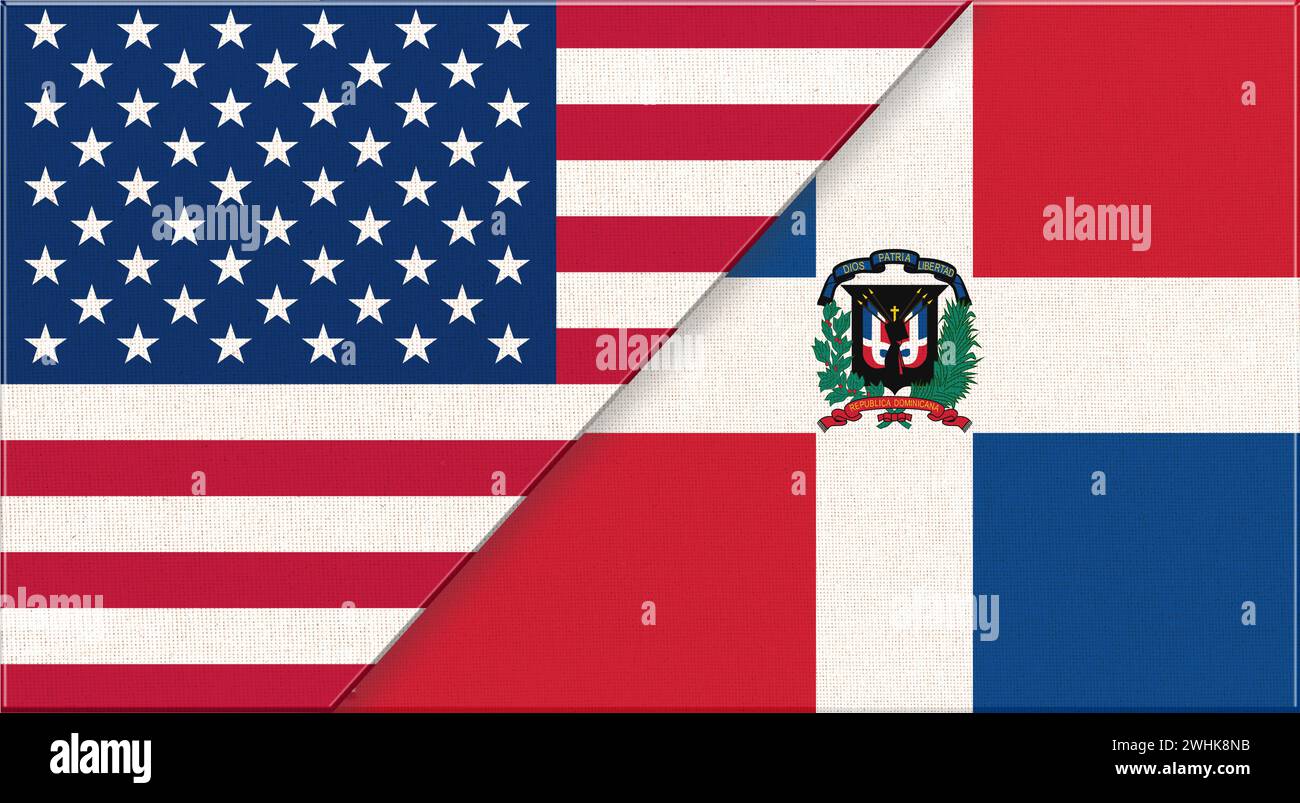 Flags of USA and Dominican Republic. American and Dominican Republic ...