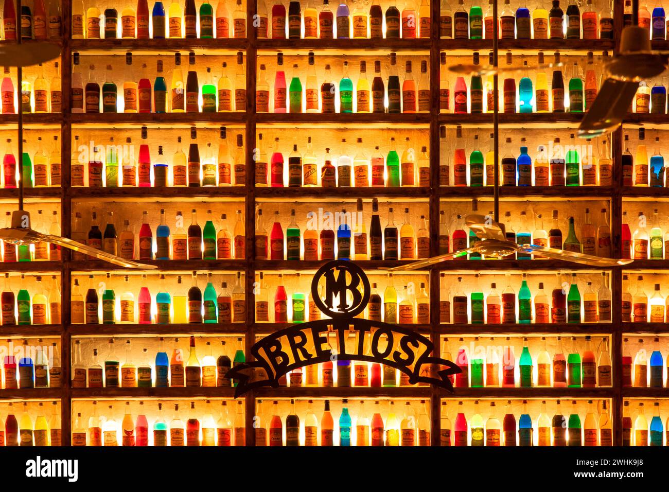 Colorful bottles of liquor in Brettos bar, the oldest distillery in ...
