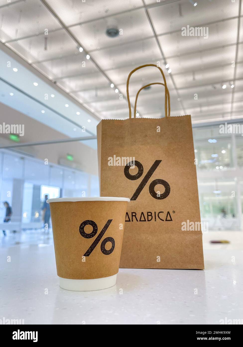 % Arabica coffee shop and roastery photographed on January 30, 2024 in Riyadh, Saudi Arabia ...