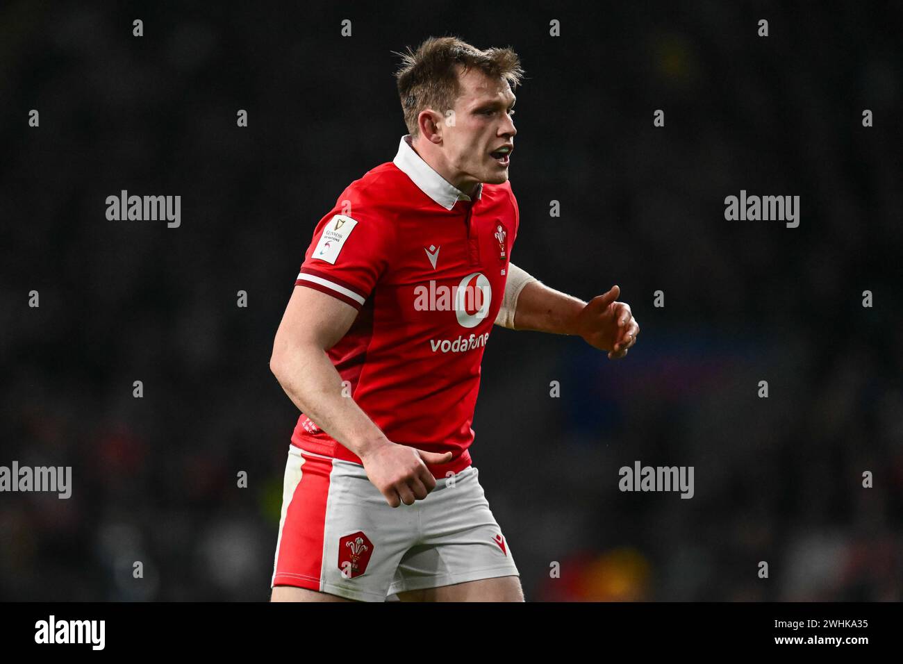 Nick Tompkins of Wales during the 2024 Guinness 6 Nations match England ...