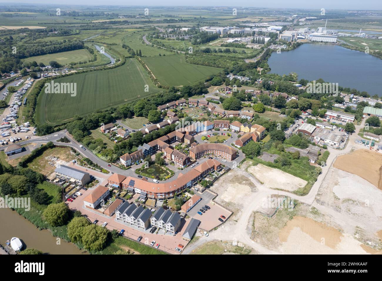 Drone aerial scenery of Sandwich village in Kent United Kingdom. Top ...