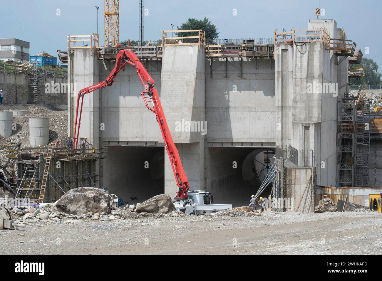 concrete pump, a machine for transferring liquid concrete by pumping ...