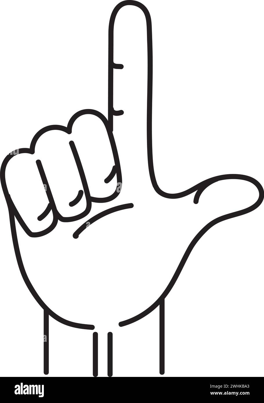 Hand Making the Loser Hand Gesture Mono Line Art Stock Photo - Alamy
