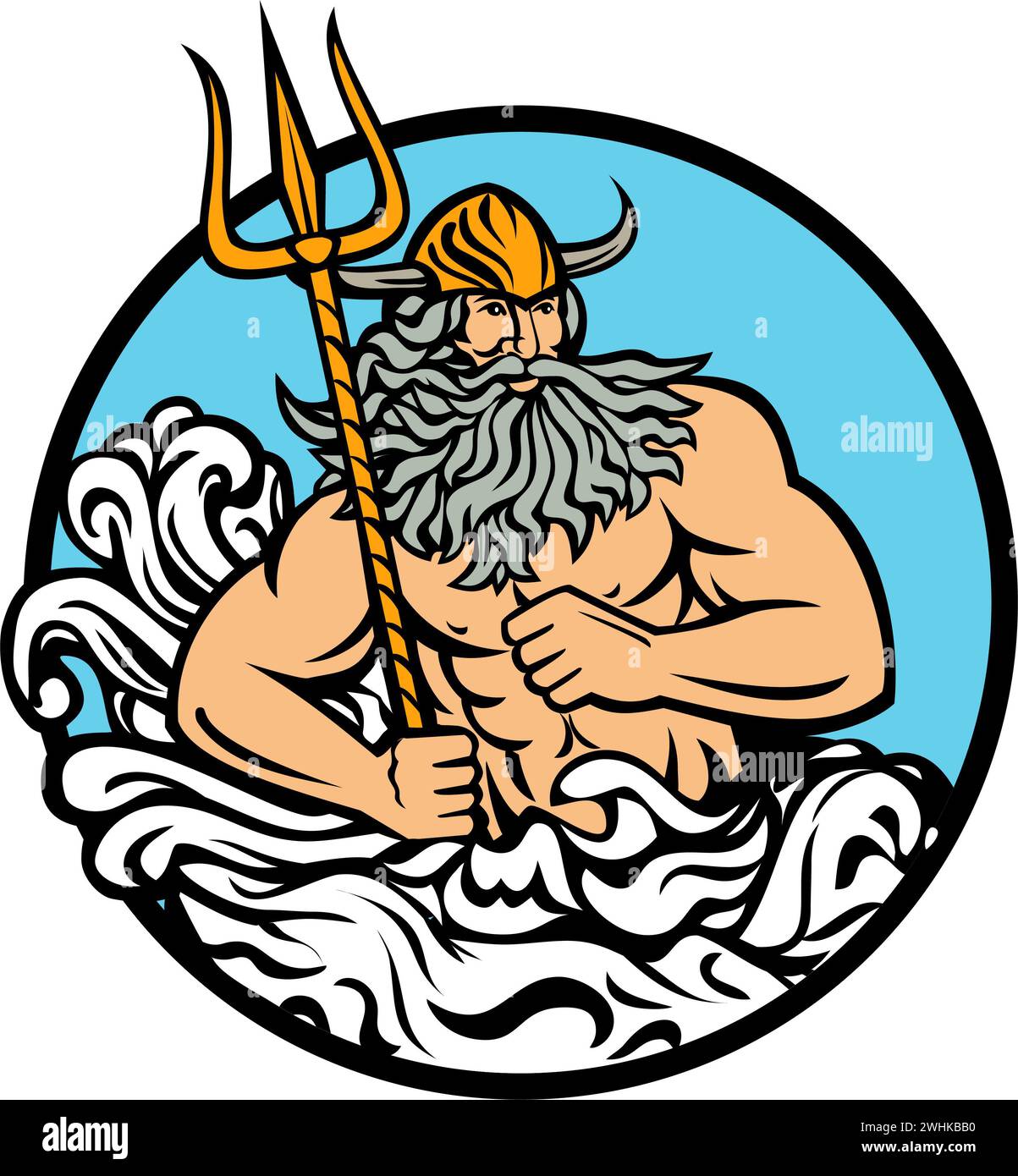 Aegir Hler or Gymir God of the Sea in Norse Mythology with Trident and ...