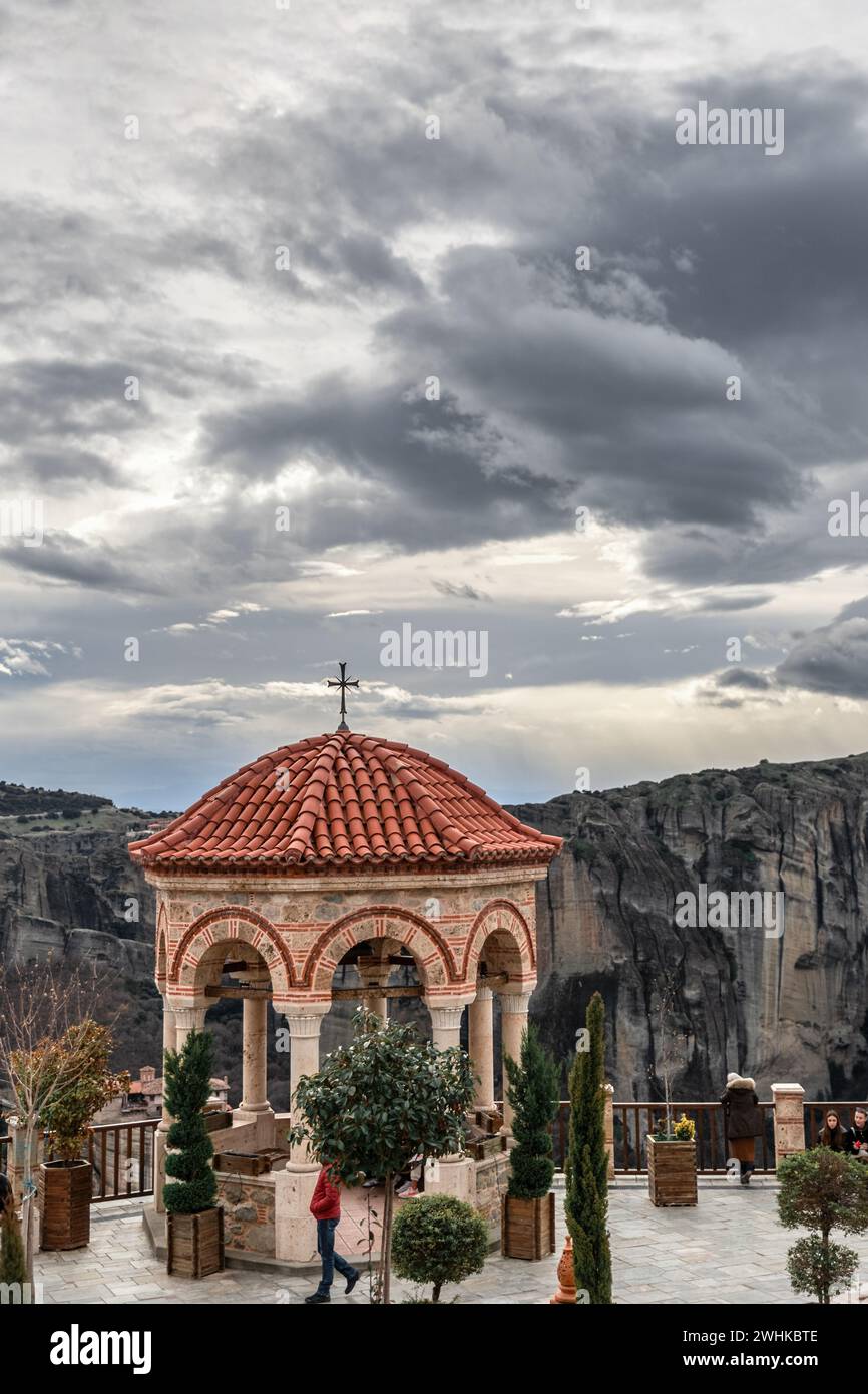 Kalambaka Thessaly region Greece 2-1-2024, Meteora Monastery cloudy sky ...