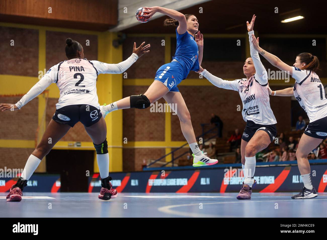 Zagreb, Croatia. 10th Feb, 2024. Andrea Sedloska of HC Lokomotiva Zagreb shoots on a goal during ...