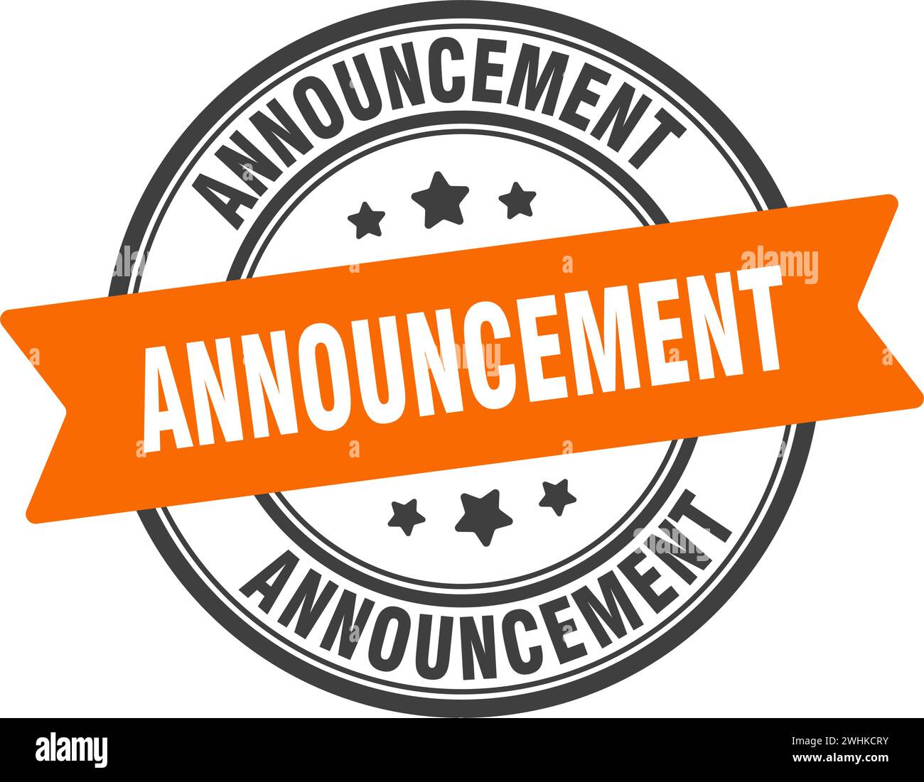 announcement stamp. announcement round sign. label on transparent ...