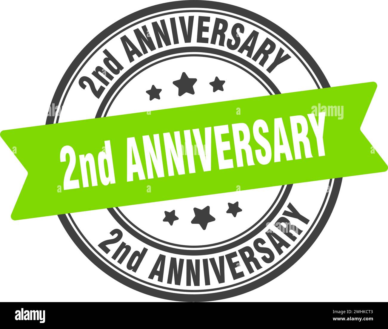2nd anniversary stamp. 2nd anniversary round sign. label on transparent ...