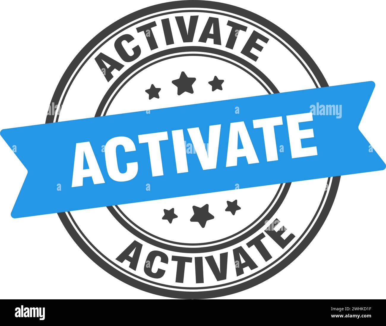 activate stamp. activate round sign. label on transparent background ...