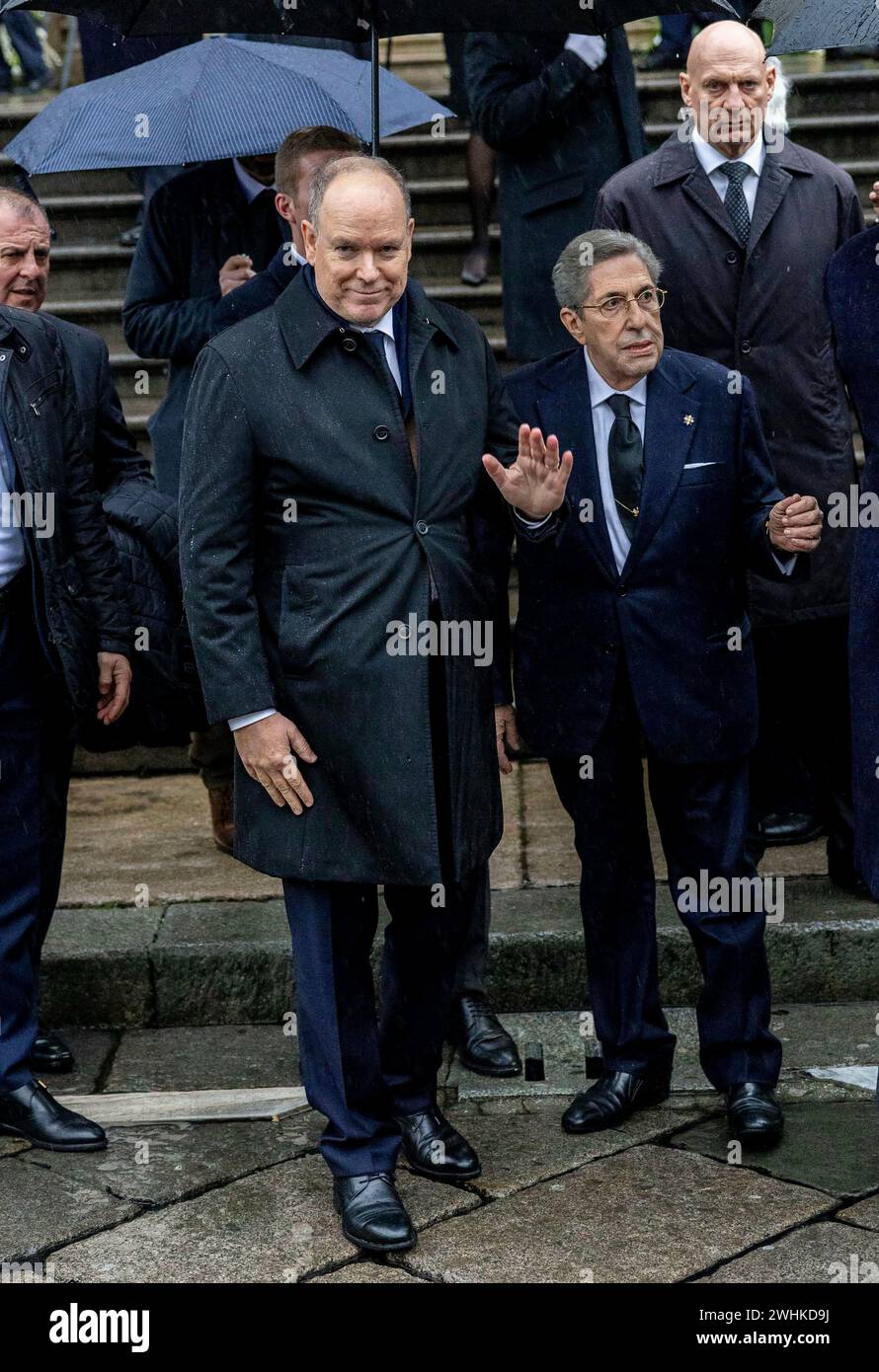 Turin, Italien. 10th Feb, 2024. Prince Albert II of Monaco leaves at ...