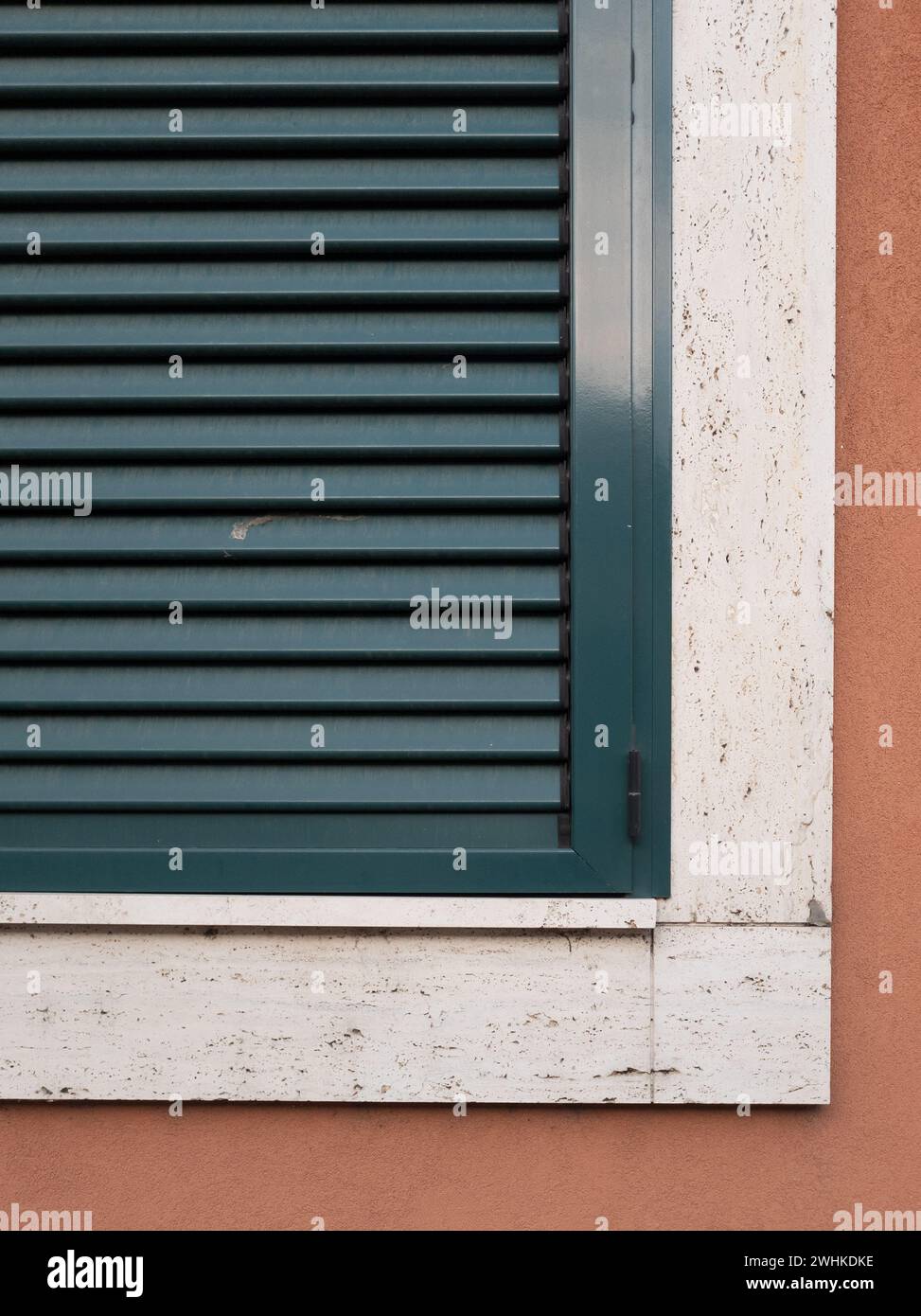 Single window with green shutters set on the wall, Belgrade, Serbia ...