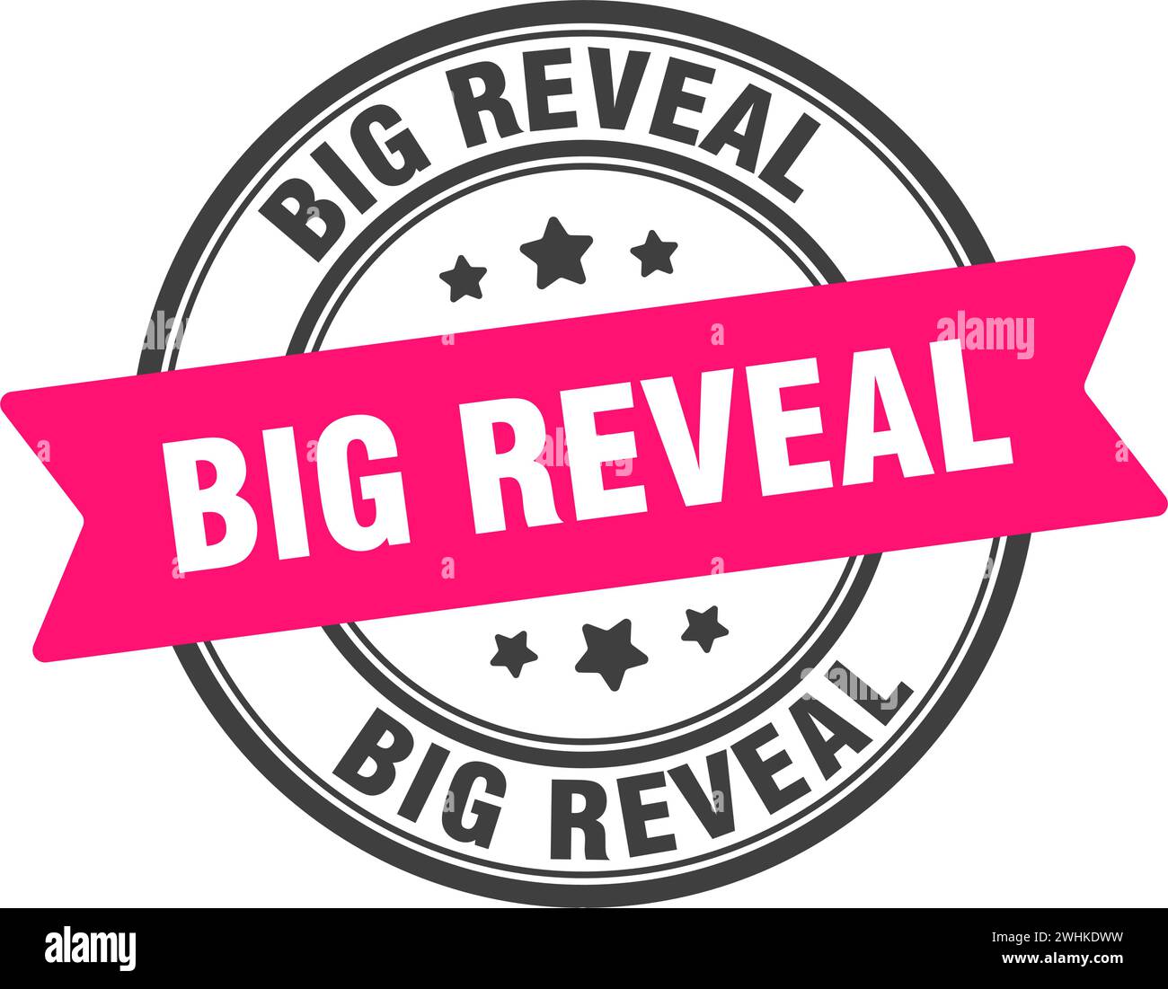 big reveal stamp. big reveal round sign. label on transparent ...