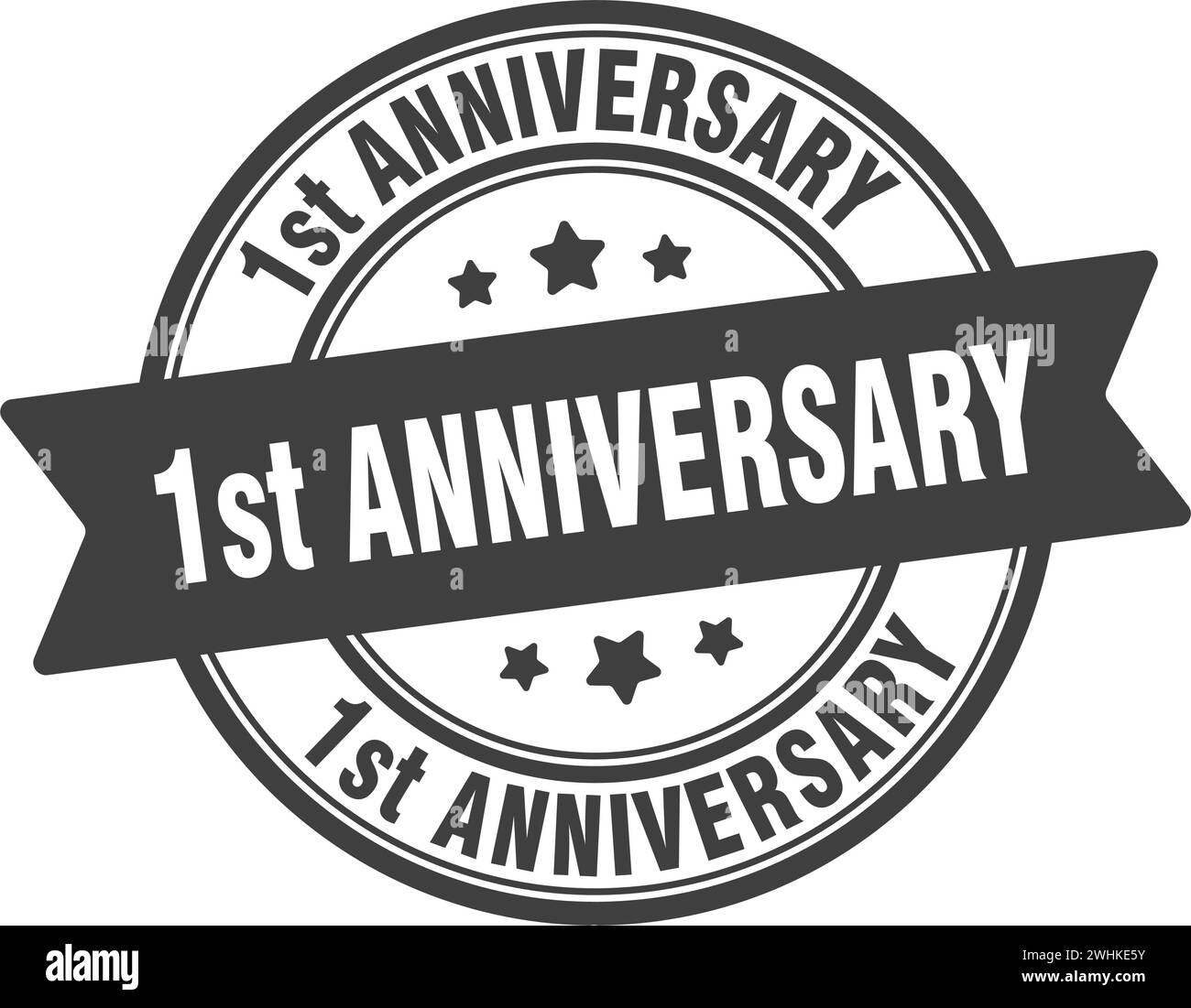 1st anniversary stamp. 1st anniversary round sign. label on transparent ...