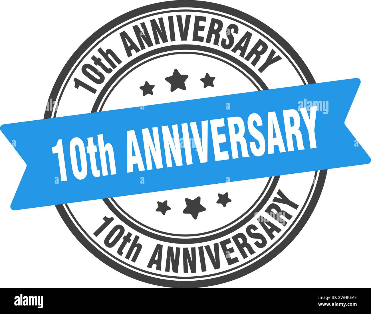 10th anniversary stamp. 10th anniversary round sign. label on ...