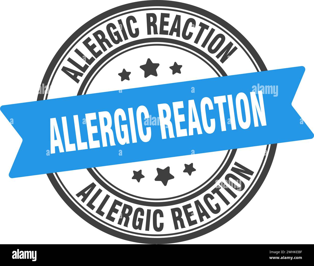 allergic reaction stamp. allergic reaction round sign. label on ...