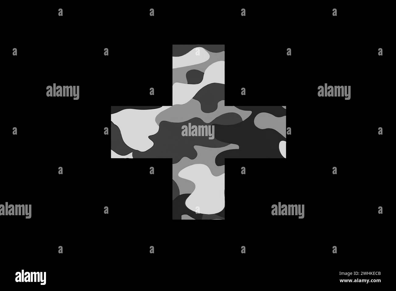 Swiss Flag with Cross and with Military Camouflage Design on Black ...