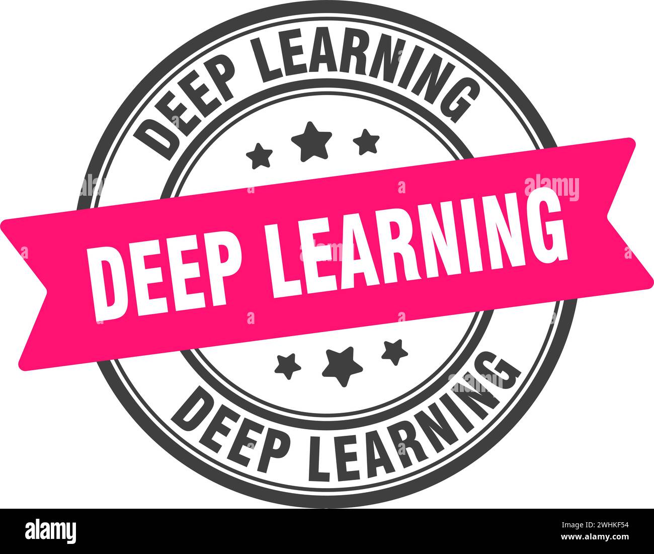 deep learning stamp. deep learning round sign. label on transparent ...