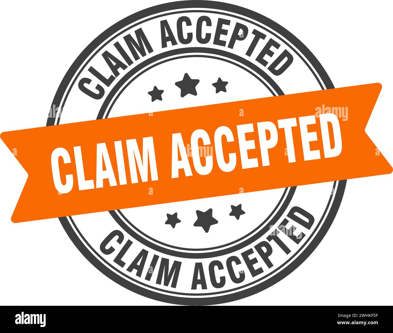 claim accepted stamp. claim accepted round sign. label on transparent ...