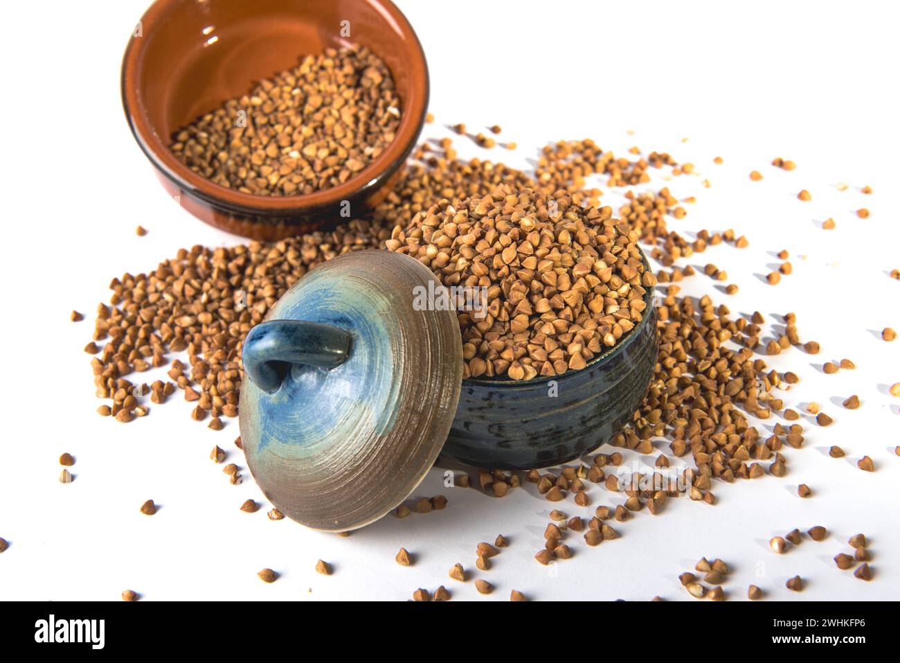 Raw Buckwheat Pile, Dry Buck Wheat Grains, Uncooked Buckwheat, Bowl ...