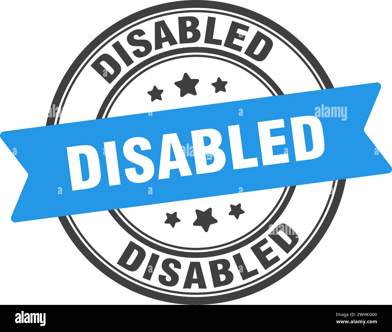 disabled stamp. disabled round sign. label on transparent background ...