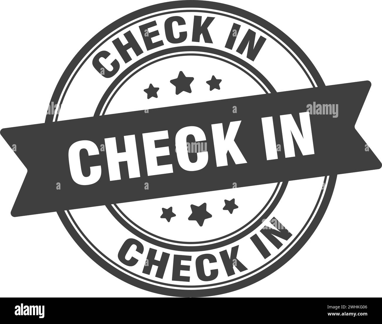 check in stamp. check in round sign. label on transparent background ...