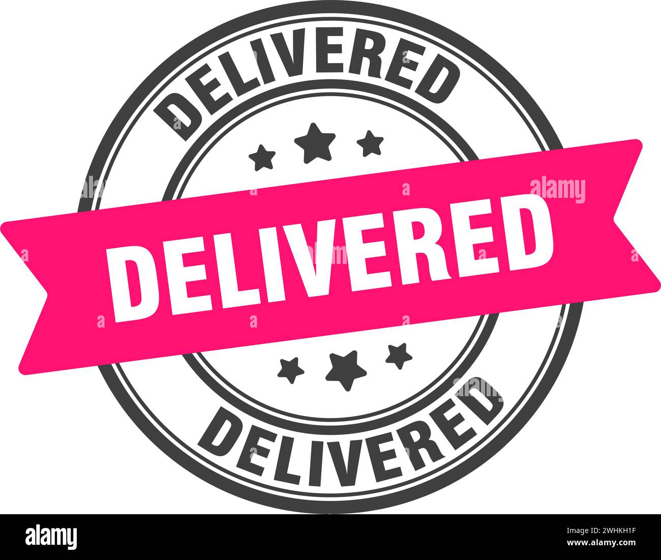 delivered stamp. delivered round sign. label on transparent background ...