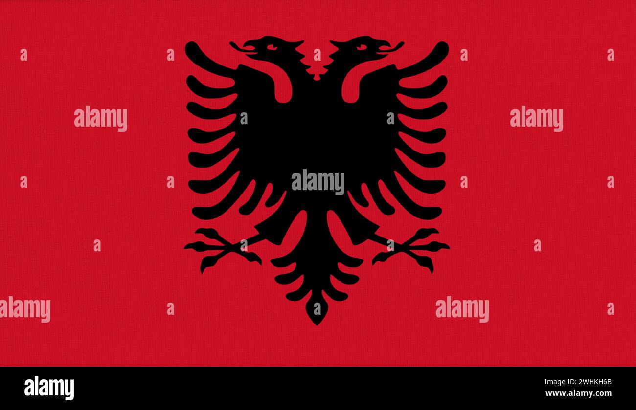 Flag of Albania. Albanian national flag on red background. Republic of ...