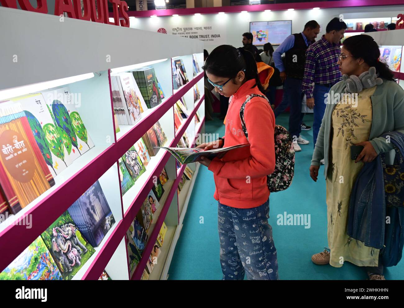 NEW DELHI, INDIA -FEBRUARY 10: Children at a book stall during World ...