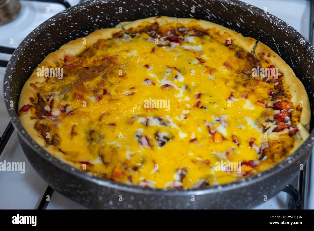 margherita Pizza full of cheese with crusty face Stock Photo - Alamy