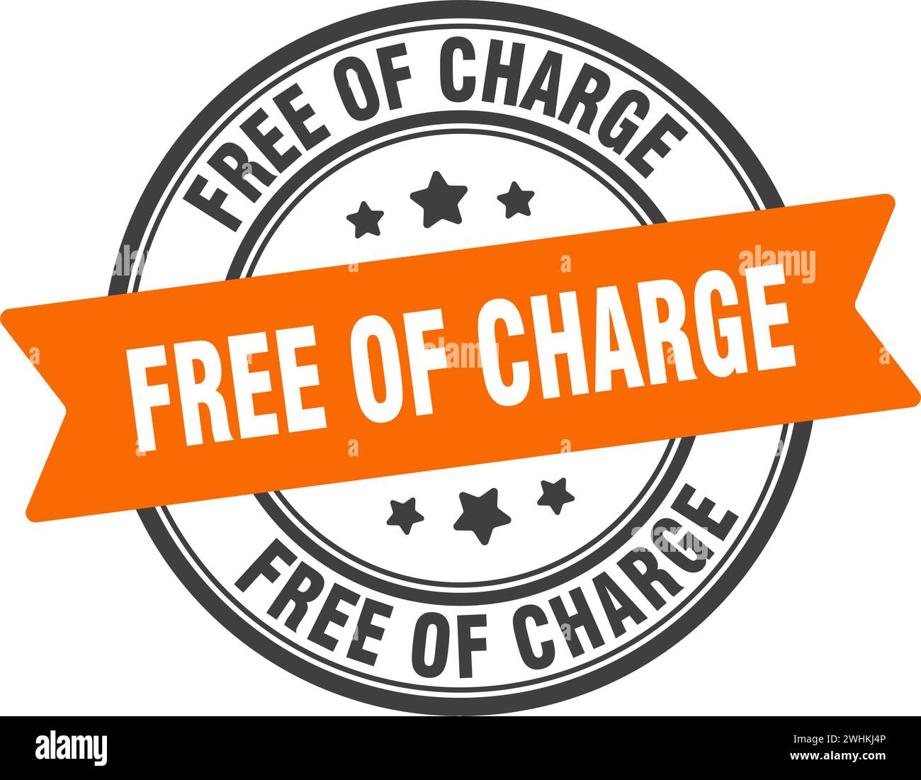 free of charge stamp. free of charge round sign. label on transparent ...