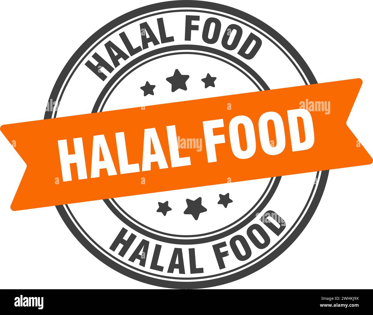 halal food stamp. halal food round sign. label on transparent ...