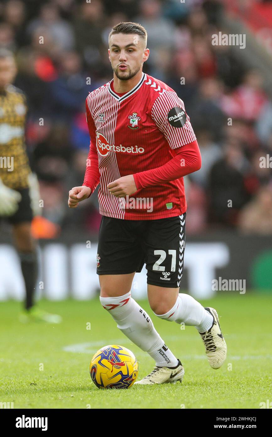 Southampton, UK. 10th Feb, 2024. Southampton defender Taylor Harwood ...