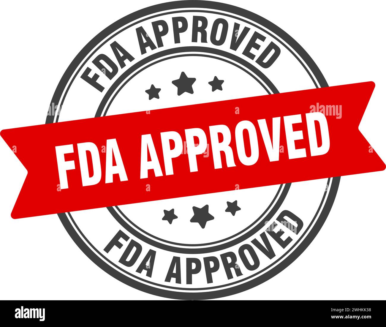 fda approved stamp. fda approved round sign. label on transparent ...